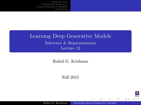 [ppt] learning deep generative models inference and representation