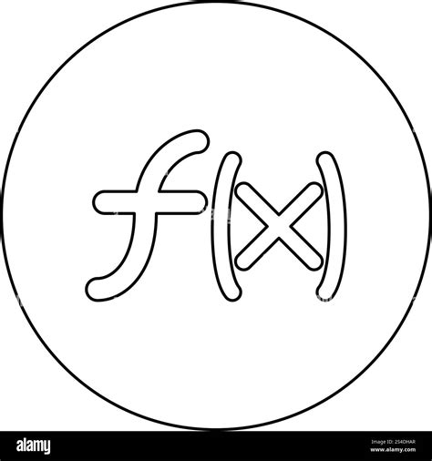 Symbol Function Icon Black Color In Round Circle Outline Vector