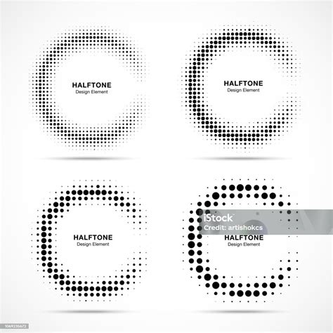 Ilustración De Logotipo De Puntos De Semitono Círculo Incompleto Marco