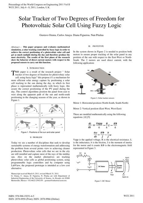 Pdf Solar Tracker Of Two Degrees Of Freedom For Photovoltaic Solar Cell Using Fuzzy Logic
