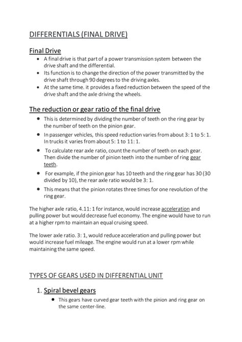 Differentials And Axles Docx Radio Control Hobbies And Interests