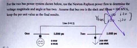 Solved For The Two Bus Power System Shown Belowuse The Newton Raphson