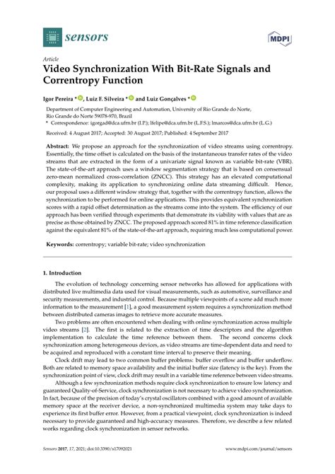pdf video synchronization with bit rate signals and correntropy function