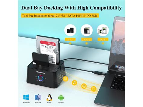 Wavlink WL-ST334U USB 3.0 to SATA Dual Bay Hard Drive Docking Station ...