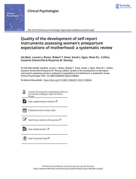 Pdf Quality Of The Development Of Self Report Instruments Assessing Womens Antepartum