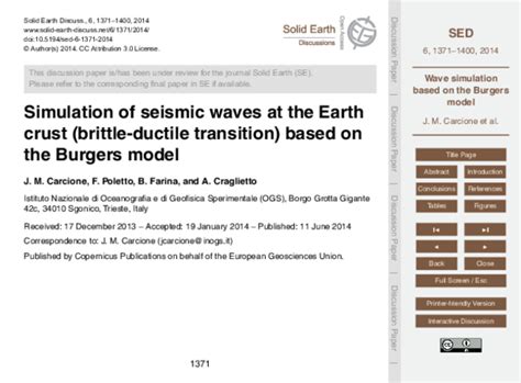 Pdf Seismic Wave Simulation In Earth Crusts Brittle Ductile Transition