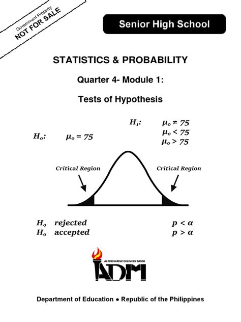 Statprob11 Q4 Mod1 Tests Of Hypothesis Version2 Pdf Statistical Hypothesis Testing Type I