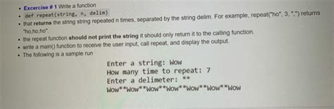 solved excercise 1 write a function def repeat string