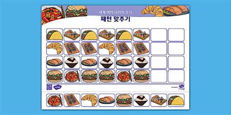 세계 여러 나라의 음식 ⅼ 규칙 찾기 Twinkl