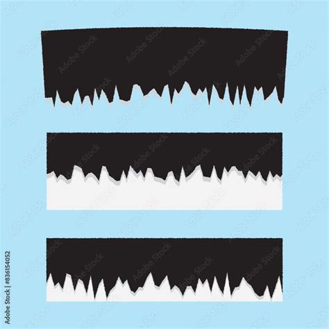 Torn And Rip Edge Paper Shape Rough Jagged Rectangle Frame For Collage With Cut Border Tear