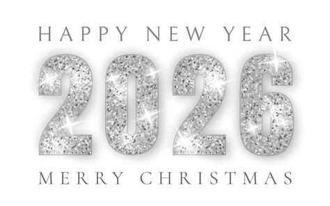 Silver 2026 New Year Celebration With Sparkling Glitter Numbers