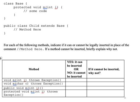 solved class base { protected void m int i { some code }