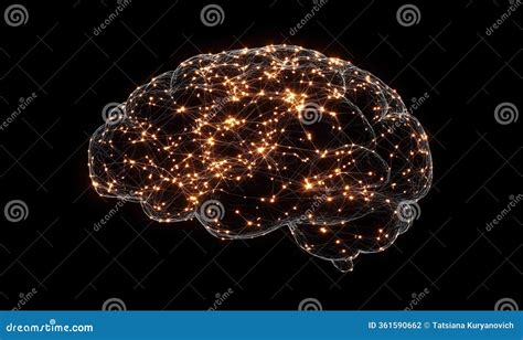 Neural Network Visualization Brain Structure With Glowing Connections