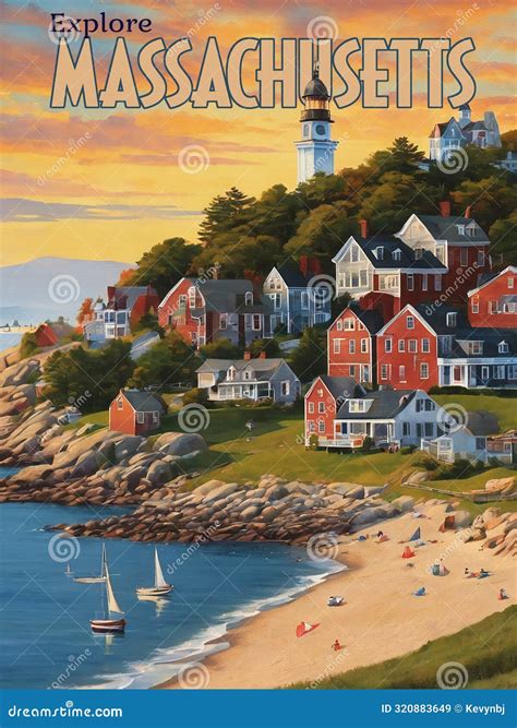 Massachusetts Vintage Travel Poster Postcard Stock Illustration Illustration Of Lauderdale