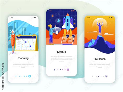 Set Of Onboarding Screens User Interface Kit For Planning Startup Success Mobile App