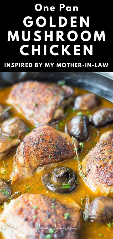 One Pan Golden Mushroom Chicken Recipe Stuffed Mushrooms Chicken
