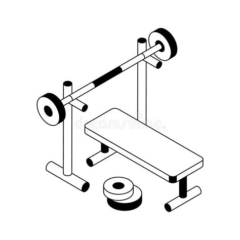 Bench Press Icon Creatively Designed In Isometric Style Stock Vector Illustration Of Barbell