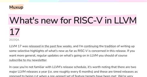 John Round On Linkedin Whats New For Risc V In Llvm 17