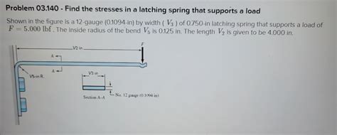 Solved Problem 03140 ﻿find The Stresses In A Latching