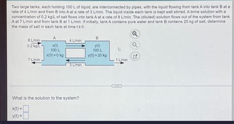 two large tanks each holding 100l ﻿of liquid are