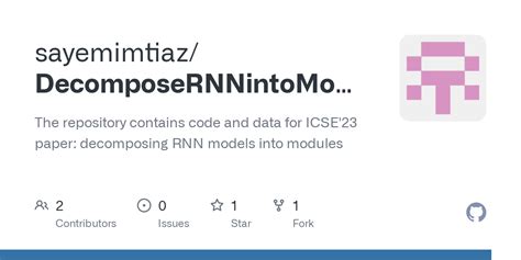 Github Sayemimtiazdecomposernnintomodules The Repository Contains