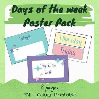 Days Of The Week Poster Pack By Gratitude Grove TPT