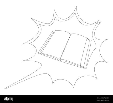 One Continuous Line Of Speech Bubble With Opened Book Thin Line Illustration Vector Concept