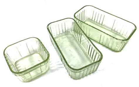 Lot 3pc Vintage Uranium Glass Kitchenware