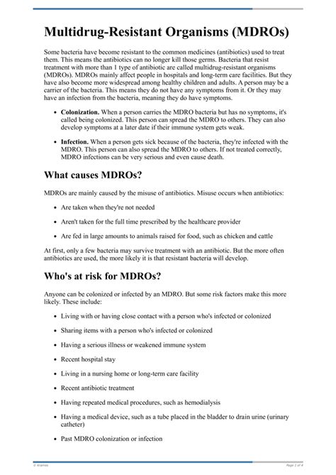 Text Multidrug Resistant Organisms Mdros Healthclips Online