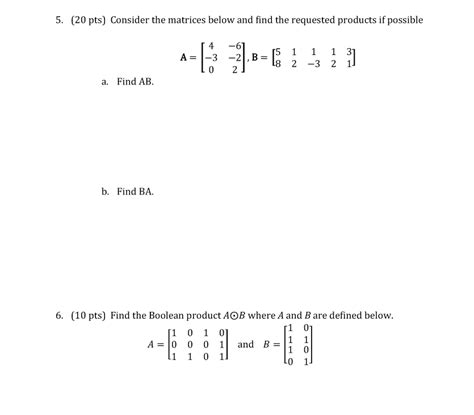 Solved Pts Consider The Matrices Below And Find The Chegg