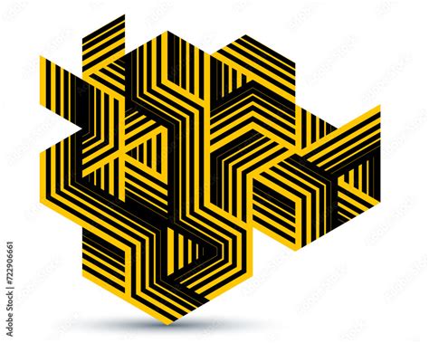 Isometric 3d Cubes Vector Abstract Geometric Background Yellow Abstraction Art Architecture