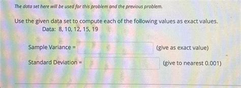 Solved The Data Set Here Will Be Used For This Problem And Chegg Com