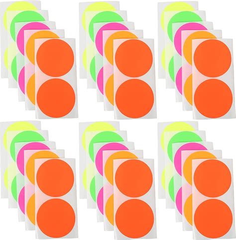 Round Color Coding Circle Dot Sticker Labels Fluorescent Dot Stickers