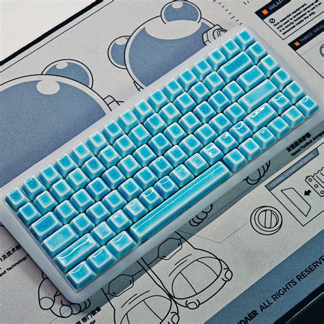 114 Keys Blue Crazed Ceramic Keycaps Set Cerakey