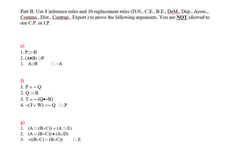 solved part ii use 8 inference rules and 10 replacement