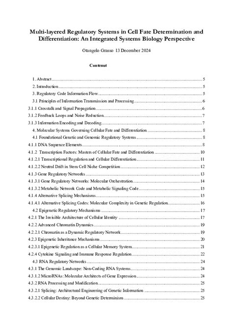 Pdf Multi Layered Regulatory Systems In Cell Fate Determination And Differentiation An