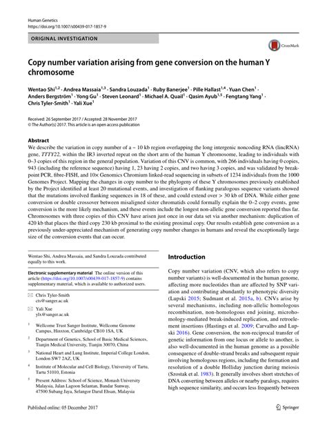 Pdf Copy Number Variation Arising From Gene Conversion On The Human Y
