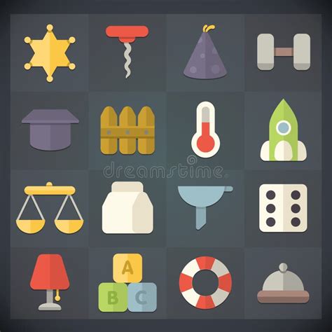 Universal Flat Icons For Web And Mobile Set Stock Vector Illustration Of Lamp Scales