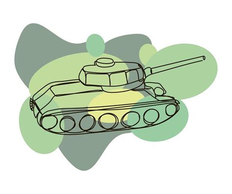 Premium Vector Heavy Tank On A Camouflage Background Continuous Line Drawing One Line Art Of