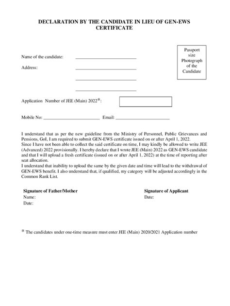 Rmsdeclarationbythecandidatedeclaration By The Candidate In Lieu