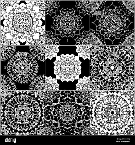 Set Of Monochrome Geometric Seamless Patterns Vector Backgrounds Collection Stock Vector Image