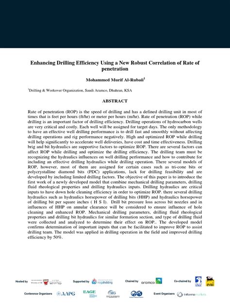 Enhancing Drilling Efficiency Using A New Robust Correlation Of Rate Of