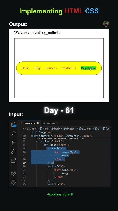 day 61 challenge 🎯 html and css👨‍💻 coding nolimit shorts youtubeshorts
