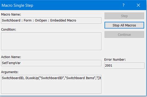 Solved Switchboard Error 2001 Access World Forums