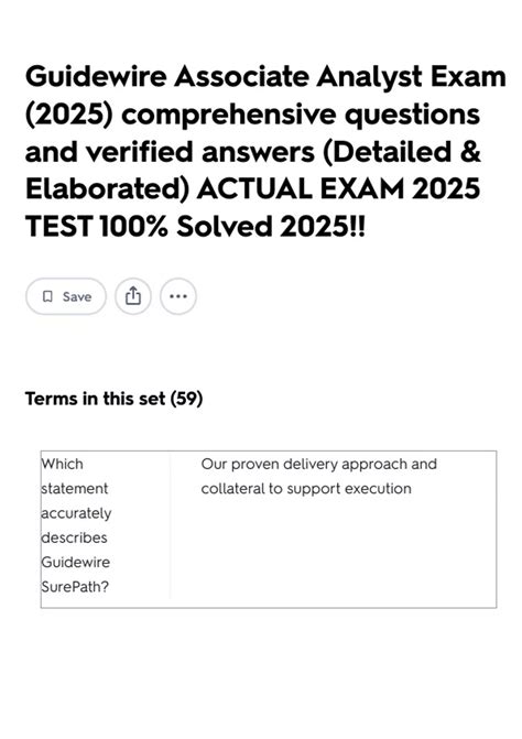 Guidewire Associate Analyst Exam 2025 Comprehensive Questions And Verified Answers Detailed