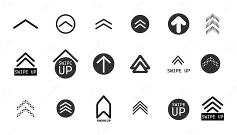 Swipe Up Slide Arrow Button Scroll Ui Icon Interface Simple Sign Set