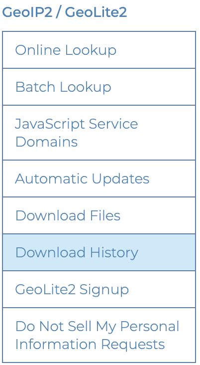 Review Download History MaxMind