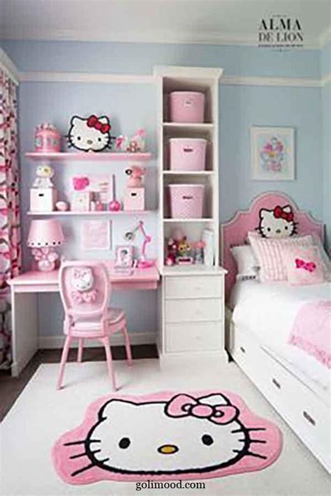 تم اتاق دخترانه کیتی 2025؛ برای دختر خانم های صورتی پسند کیوت چیدمان