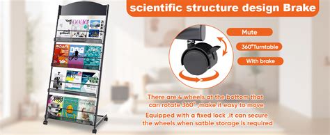 Baoz Magazine Rack Floor Standing 4 Layer Brochure Display