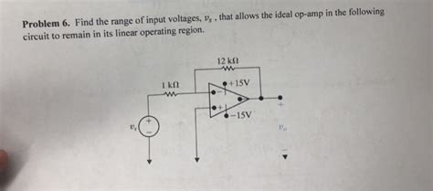 Solved Problem Find The Range Of Input Voltages Vs Chegg Com